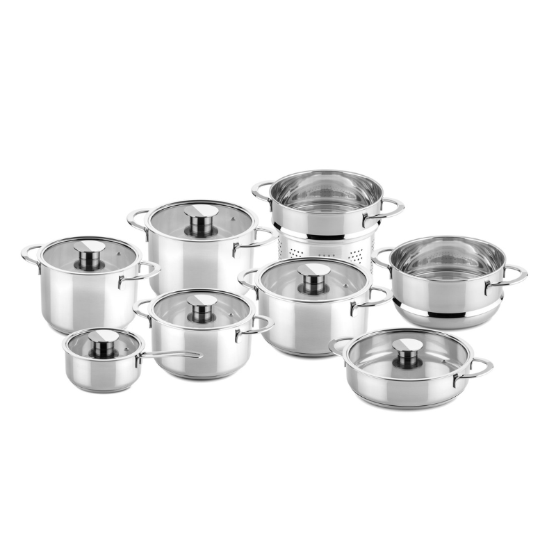 Mepra 14 pcs cookware set Gourmet Stainless Steel — Cotswold Cooking ...